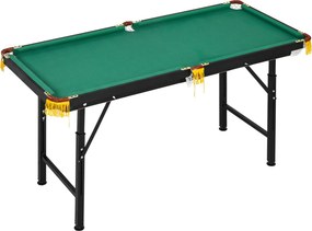 SPORTNOW multigame herní stůl 2v1 multifunkční stůl na stolní tenis a kulečník pro děti a dospělé, ocel 140x63x60-80cm, zelený | Aosom.de