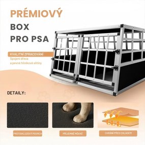 Přepravka pro psa BRUNO, 89x70x51cm stříbrná/černá Cadoca