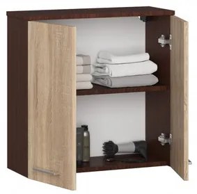 Koupelnová závěsná skříňka FIN W60 2D-wenge/sonoma