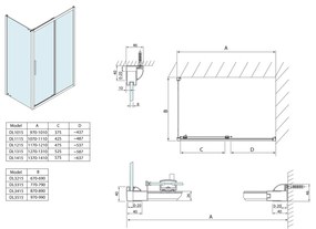 Polysan LUCIS LINE sprchová boční stěna 900mm, čiré sklo DL3415