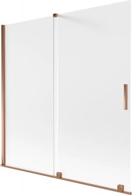 Mexen Velar, 2-křídlová posuvná vanová zástěna 160 x 150 cm, 8mm sklo námraza, růžové zlato, 896-160-000-31-60