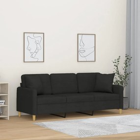 3místná pohovka s polštáři černá 180 cm textil 3200921