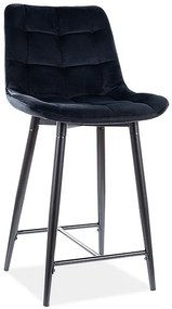Barová čalouněná židle SIK VELVET černá/černá