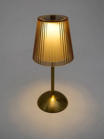 Sinsay - LED stolní lampa s žebrovaným stínidlem a zlatými prvky - hnědá