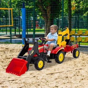 Costway 3-in-1 Rypadlo s pojezdem pro děti Buldozer s 6 koly Odnímatelný přívěs