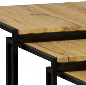 Odkládací stolky konferenční 3 ks divoký dub kov černý AF-3003 OAK