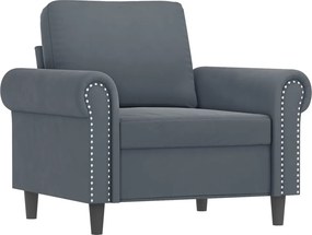 3dílná sedací souprava s polštáři tmavě šedá samet 3202191
