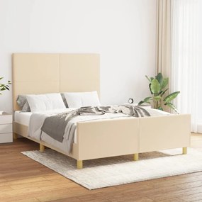 Rám postele bez matrace krémový 140 x 190 cm textil 3124892