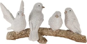 Bílé zimní ptáčci na větvičce 16 × 7 cm