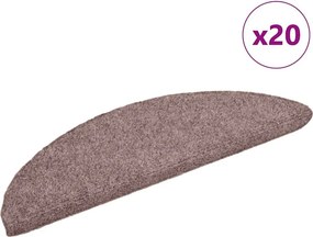 Schodové rohože samolepicí 20 ks 56x17x3 cm světle hnědé, půlkulaté 3365667