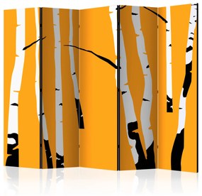 Paraván - Birches on the orange background [Room Dividers]