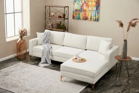 Hanah Home Rohová pohovka BERLIN krémová se zlatou pravá 258 cm