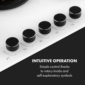 Klarstein Goldflame 5, plynová varná deska, 5 mosazných hořáků, sklokeramika