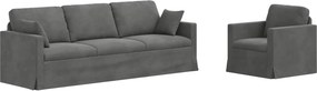 Set pohovek 2 ks Tmavě šedá samet 3407626