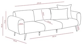 Hanah Home Třímístná pohovka SIDE šedá 235 cm
