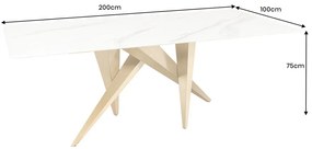 Massive home | Jídelní stůl ART MARBLE 200 cm - keramická deska z bílého mramor/ zlatá/šampaňské