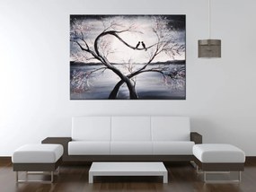Gario Ručně malovaný obraz Ptačí láska na větvi Rozměry: 120 x 80 cm