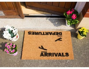 Rohožka z přírodního kokosového vlákna Artsy Doormats Arrivals and Departures, 40 x 60 cm