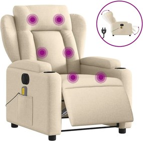Elektrické masážní polohovací křeslo krémové textil 3204479