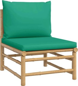 vidaXL 5dílná zahradní sedací souprava s poduškami bambus [3155170] Barva polštáře: Zelená