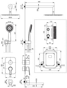 Deante Concealed shower set, with bath spout