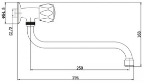 Baterie umyvadlová, na studenou vodu, ram. 25cm, chrom, BALLETTO