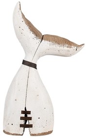 Bílá antik dřevěná dekorace velrybí ocas Nauticco - 27*10*45 cm