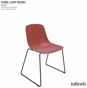 Židle Pure Loop Mono Sled Barva kovové konstrukce: Matt black 31, Barva sedáku a opěradla z recyklovaného plastu: Marsala IP7608U
