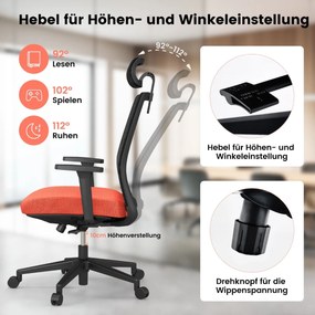 Costway Ergonomická kancelářská židle s opěradlem a bederní opěrkou a pohodlnou