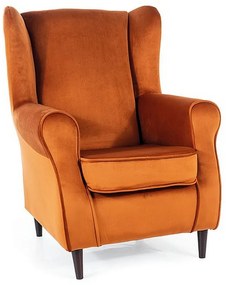 Křeslo Baron Velvet, oranžová / černá