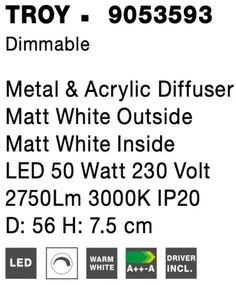 LED stropní svítidlo Troy 56 bílé