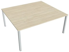 Dvojstůl pracovní rovný 180×160 cm - Hobis Uni USD 1800 Dekor stolové desky: akát, Barva nohou: Stříbrná