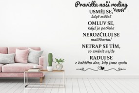 Lepy.cz Samolepka na zeď Pravidla rodiny Velikost (šířka x výška): 60x79cm, Barevná varianta: Bílá