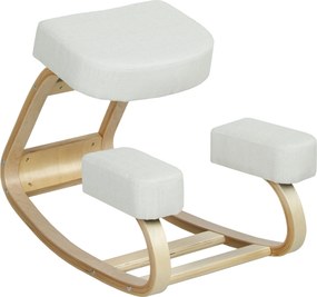 Vinsetto Kolenní židle, ergonomická posezení, polstrovaný stolek pro zdravé sezení, březové dřevo, nosnost 120 kg, krémově bílá