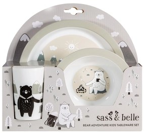 sass & belle Set dětského nádobí Bear Adventure, šedá barva, plast