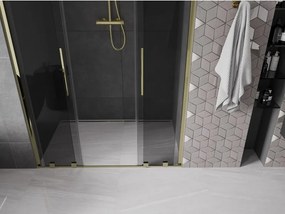 Mexen Velar Duo, posuvné sprchové dveře do otvoru 150 cm, 8mm šedé sklo, zlatá lesklá, 871-150-000-42-50