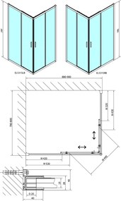 Polysan EASY BLACK obdélníkový sprchový kout 90 x 80 x 190 cm čiré sklo EL5315B