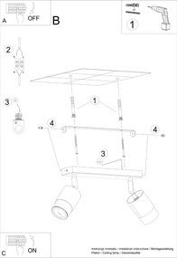 Sollux Lighting Stropní svítidlo NERO 2 černé/zlaté
