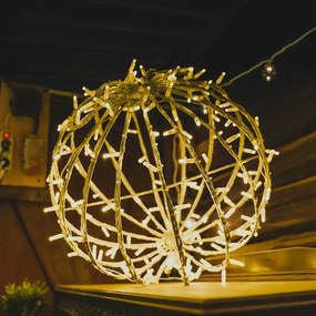3D LED svítící koule na zahradu, pr. 60 cm, teple bílá, černý kabel, IP67, hliník, Easy fix