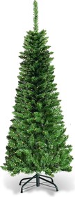Costway 135 cm úzký vánoční stromek s teplými bílými LED světly umělý vánoční