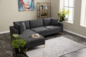Hanah Home Rohová pohovka BERLIN antracitová se zlatou levá 258 cm 825BLC2805