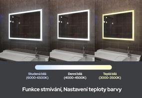 Bezdoteku Nemlžící koupelnové zrcadlo s LED osvětlením 80x60 cm KZ1