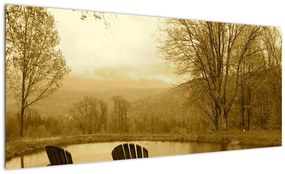 Obraz - výhled na jezírko (100x40cm)