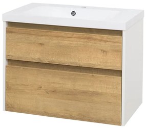 Mereo Mereo, Opto, koupelnová skříňka s umyvadlem z litého mramoru 81 cm, bílá, dub, bílá/dub, černá, CN931M