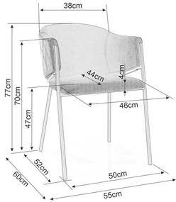 Jídelní židle Serilda Velvet II, béžová / zlatá