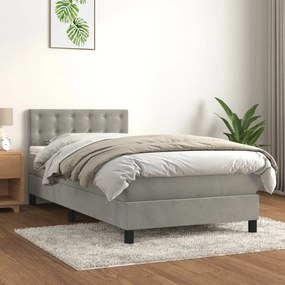 Box spring postel s matrací světle šedá 90x190 cm samet 3141515