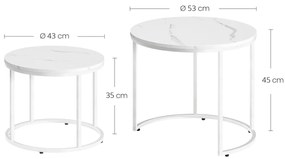 Sada konferenčních stolků MARLON 2 ks, dekor bílý mramor