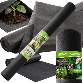 DIVODV Hustá agrovlákna 50 g, 1,5 m × 10 m, černá protiplevelová mulčovací rohož