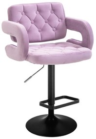 LuxuryForm DESIGN Barová židle ADRIA VELUR na černé kulaté podstavě - levandule