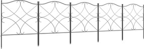 Outsunny Set 5 dekorativních kovových zahradních plotů s ornamenty - 305 x 62 cm černý
